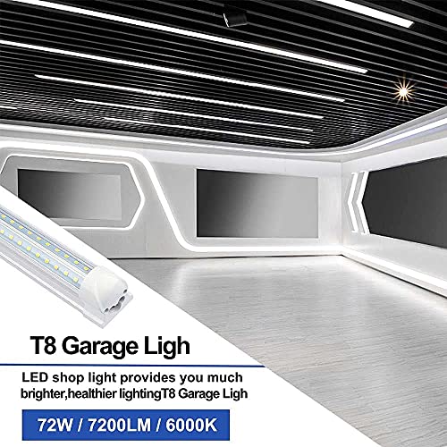 SZSKYING ( 25-Pack 8FT LED Shop Lights fixtrue,72W 7200LM 6500K,T8 LED Tube,Hight Output,Dual Row,Clear Cover,Integrated,Linkable,V Shape 8 LED Daylight White,Ceiling and Utility Shop Light Bulb.