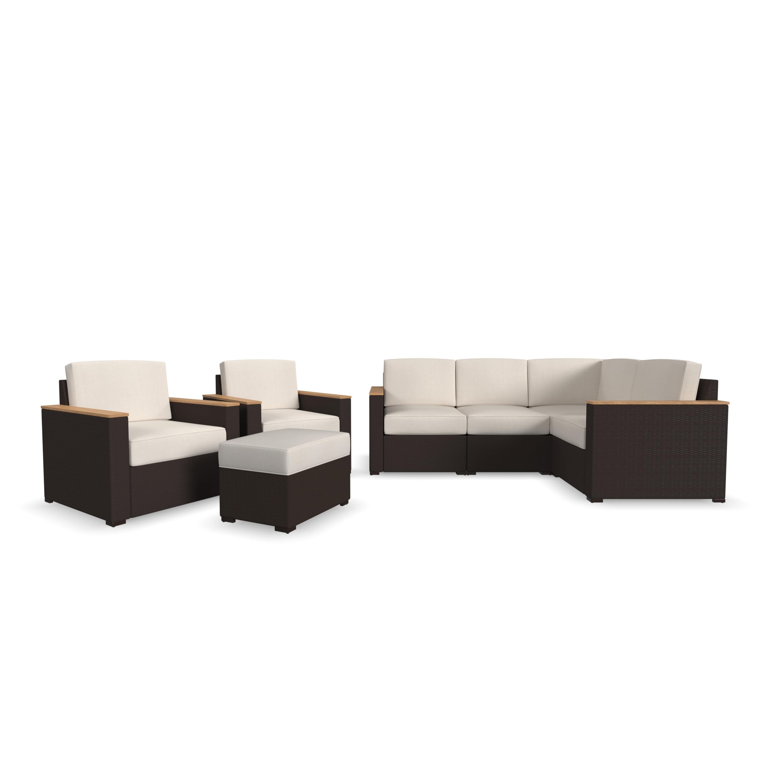 Homestyles 6800-411D9-T 4-Piece Sectional Set, 4PC 6 Seat, Beige/Brown