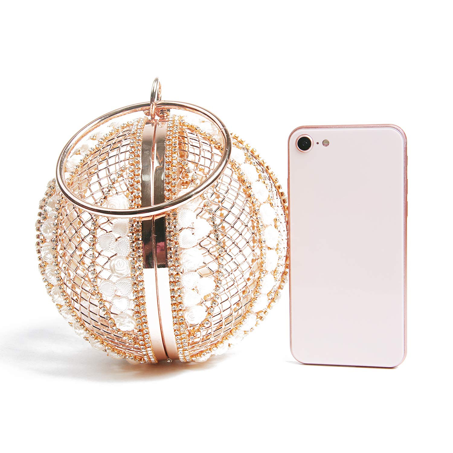 Lanpet Women Round Ball Crystal Evening Clutch Purse Tassel Wedding Party Handbags