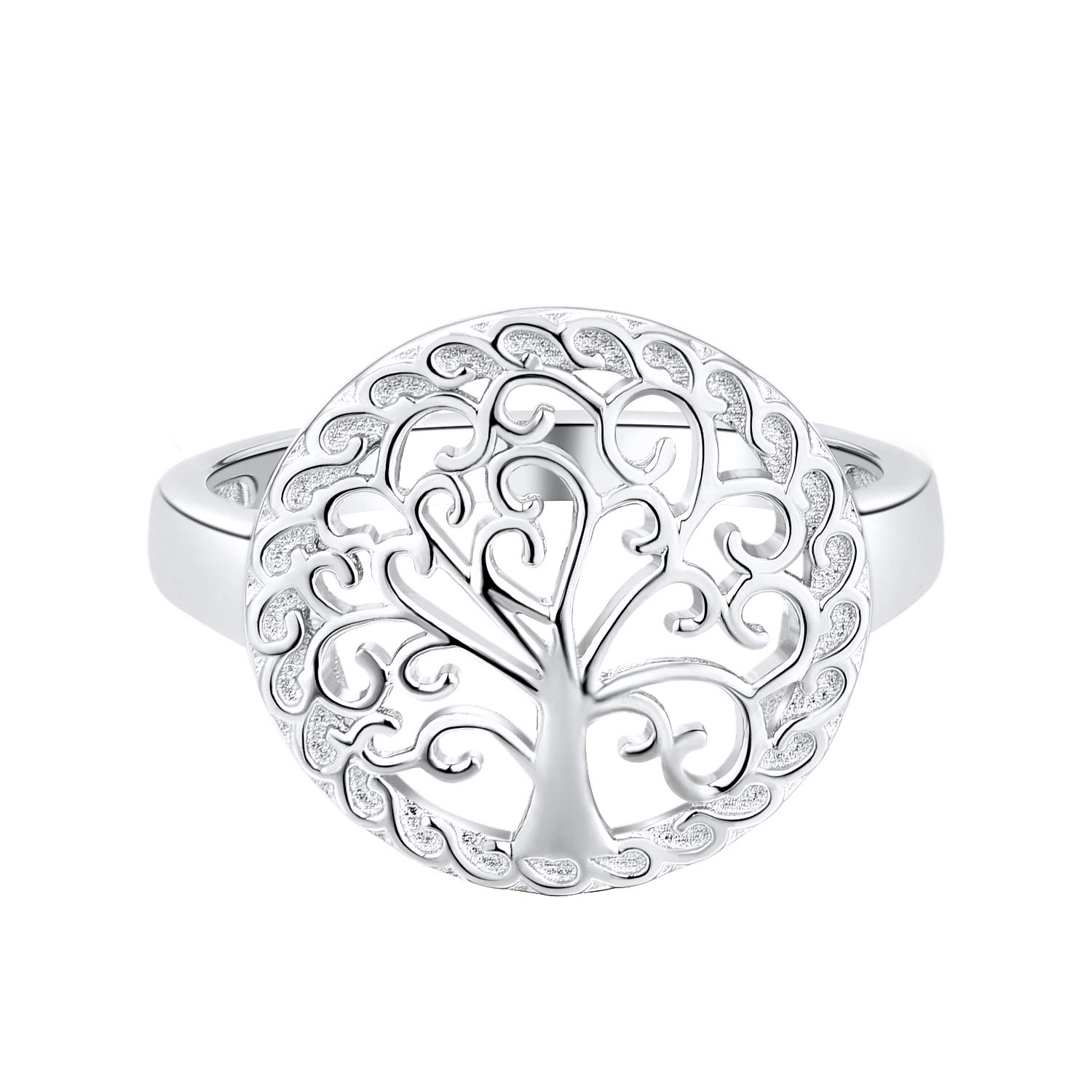 JO WISDOM Women Ring,925 Sterling Silver Family Tree of Life Yggdrasil Coin Ring,Jewlery for Women,Christmas Gifts