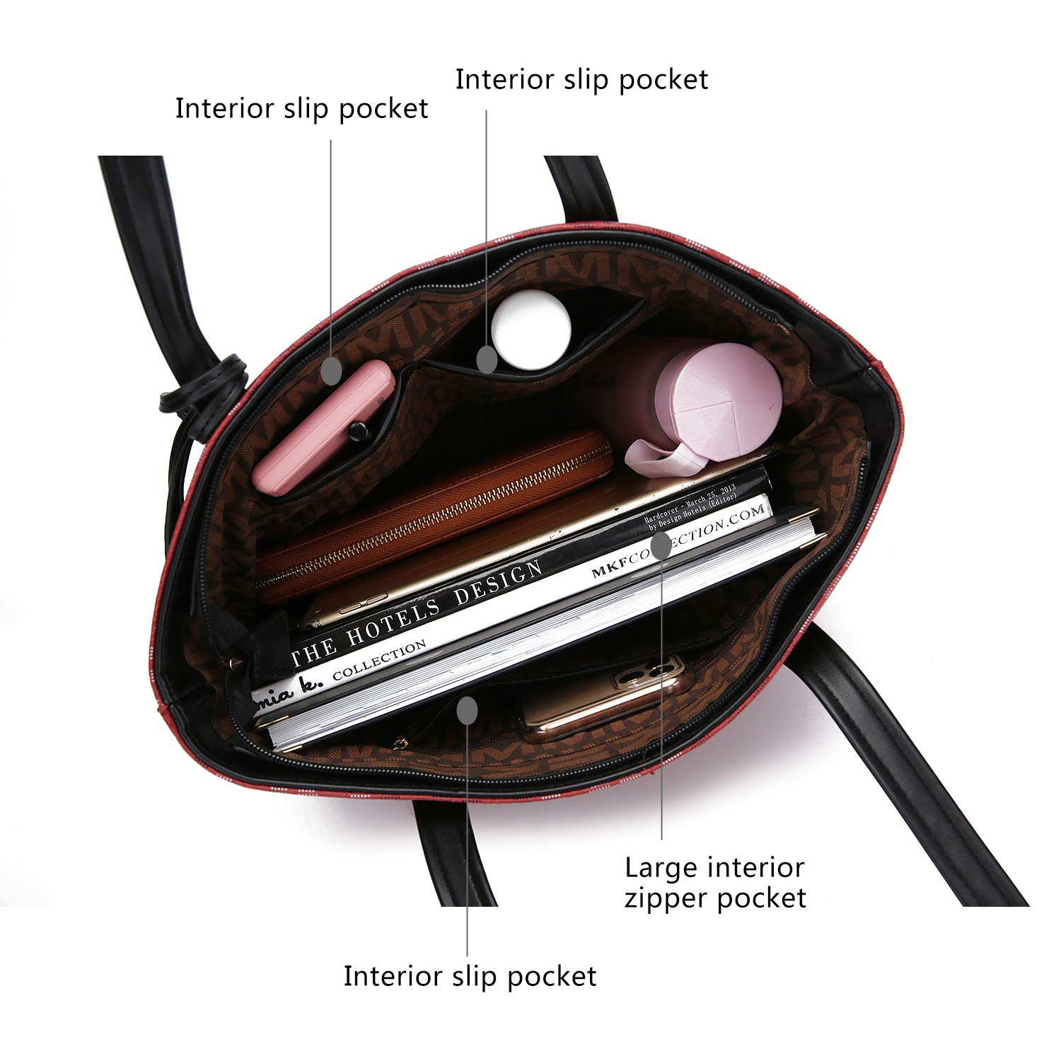 MKF Collection Tote Bag for Women, Set Crossbody & Wallet Purse - Top-Handle Crossover Satchel
