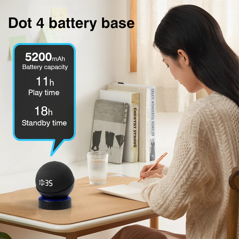 Liboer Battery Base for EchoDot 4th Generation Make Dot 4 Portable Dot 4th and Homepop Mini 2 Stand Accessories (The Speaker Not Included) …