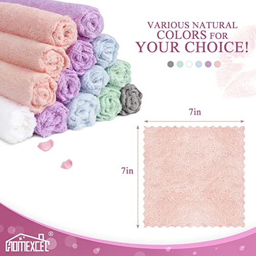 HOMEXCEL Premium Makeup Remover Cloth 24 Pack, Reusable Super Soft 7x7 Inch Facial Cleansing Cloths with Just Water, Highly Absorbent Microfiber Coral Velvet Face Towels Washcloths
