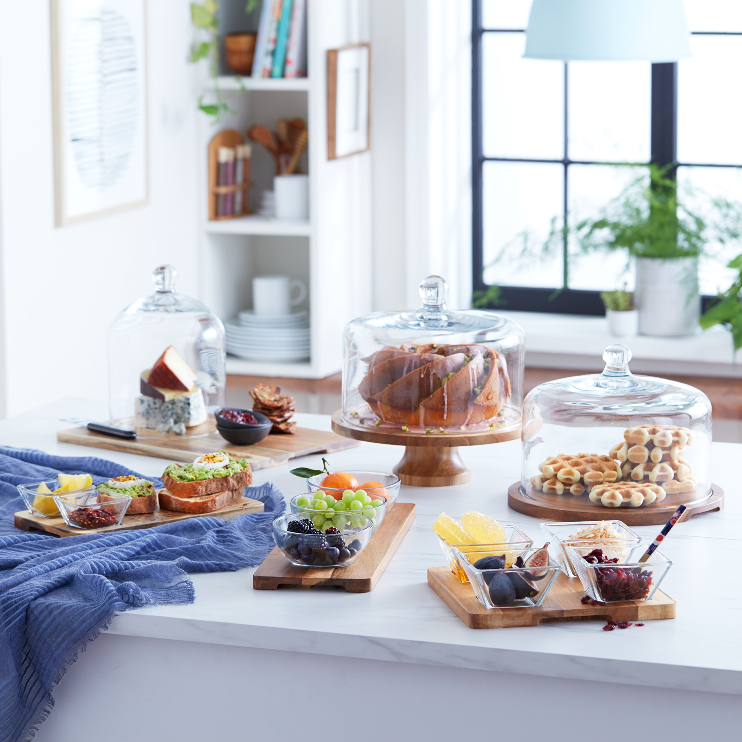 Libbey Acaciawood 4-Piece Cheese Board Serving Set with Wood Serving Board , 22.25 oz