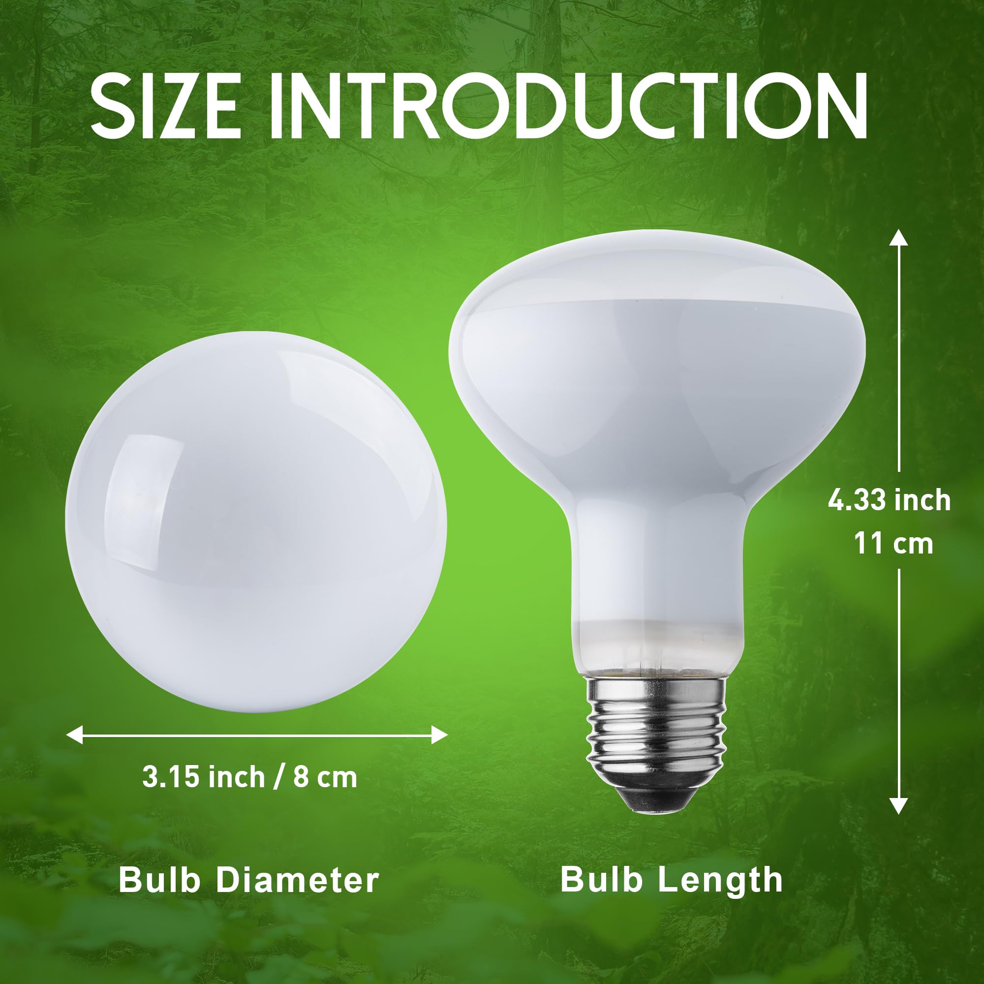 Jugbuy Reptile Heat Lamp Bulb, 100 Watt UVA Daylight Basking Spot Light for Bearded Dragon, Turtle, Lizard, Snake, Tortoise, Chameleon, Amphibians - 2 Pack