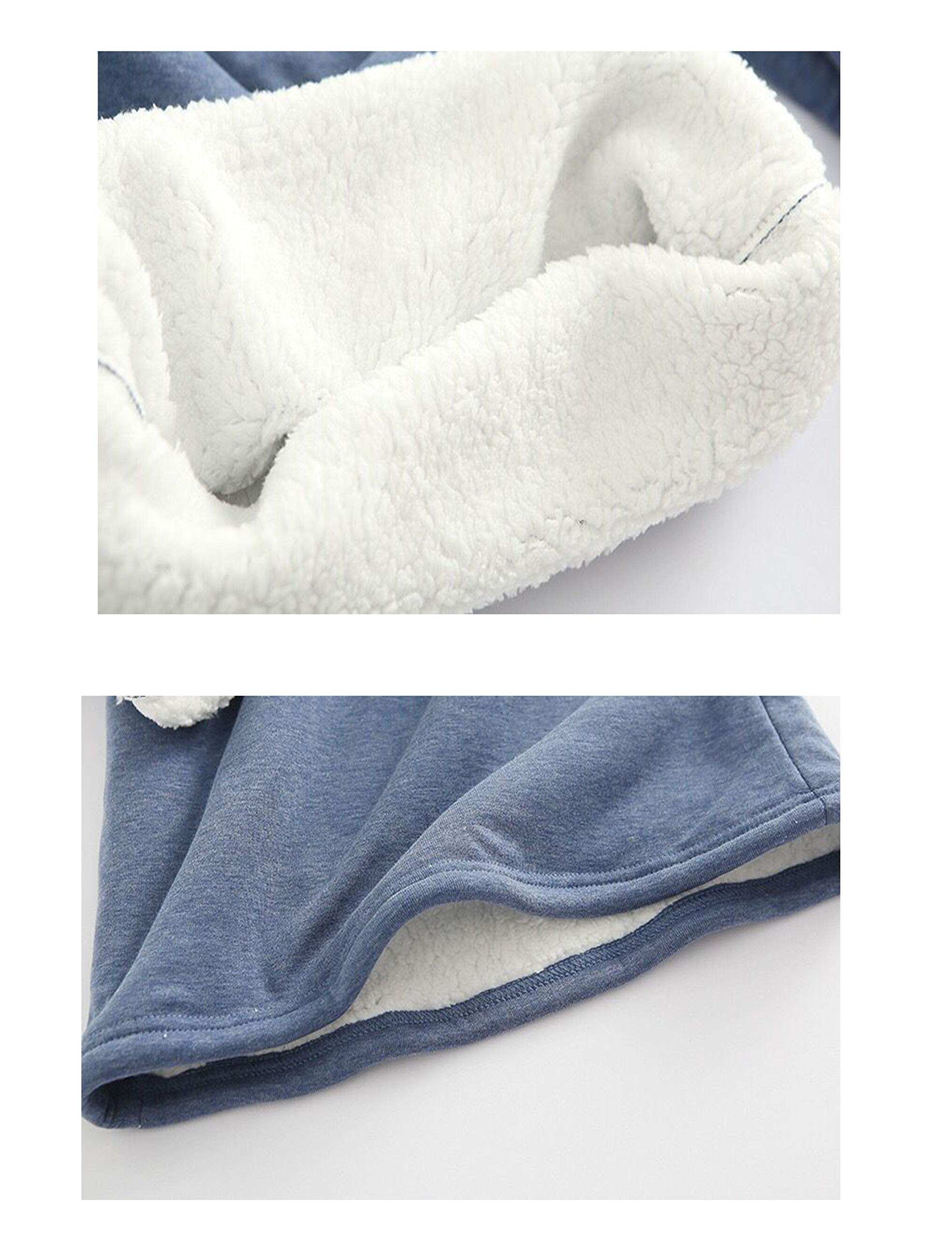 Lentta Women's Sherpa Lined Sweatshirt Winter Warm Crewneck Pullover Loungewear(Blue-M)
