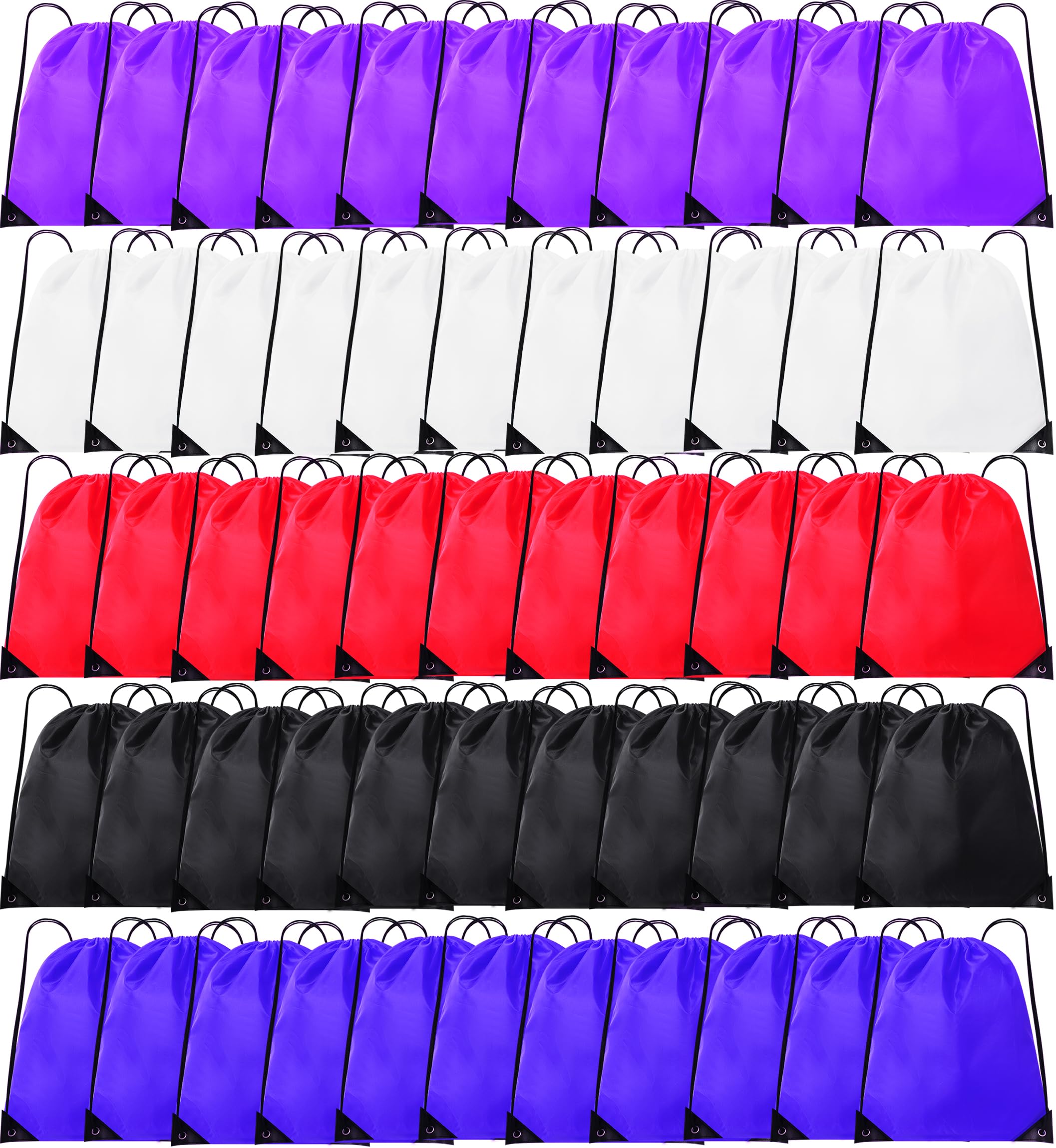 HYTHOZO 55pcs Drawstring Bags,Drawstring Backpacks Bulk Bag,Sport Gym Cinch Bag, Draw String Bag Includes Red,Black,White,Purple,Navy Blue Color