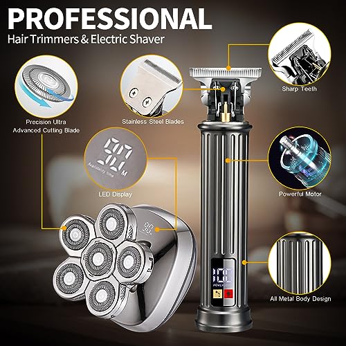 VOTMONI Head Shavers for Bald Men & Professional Barber Clippers Zero Gapped Hair Trimmer for Men, Rotary Bald Shavers Cordless Beard Trimmer Grooming Kit