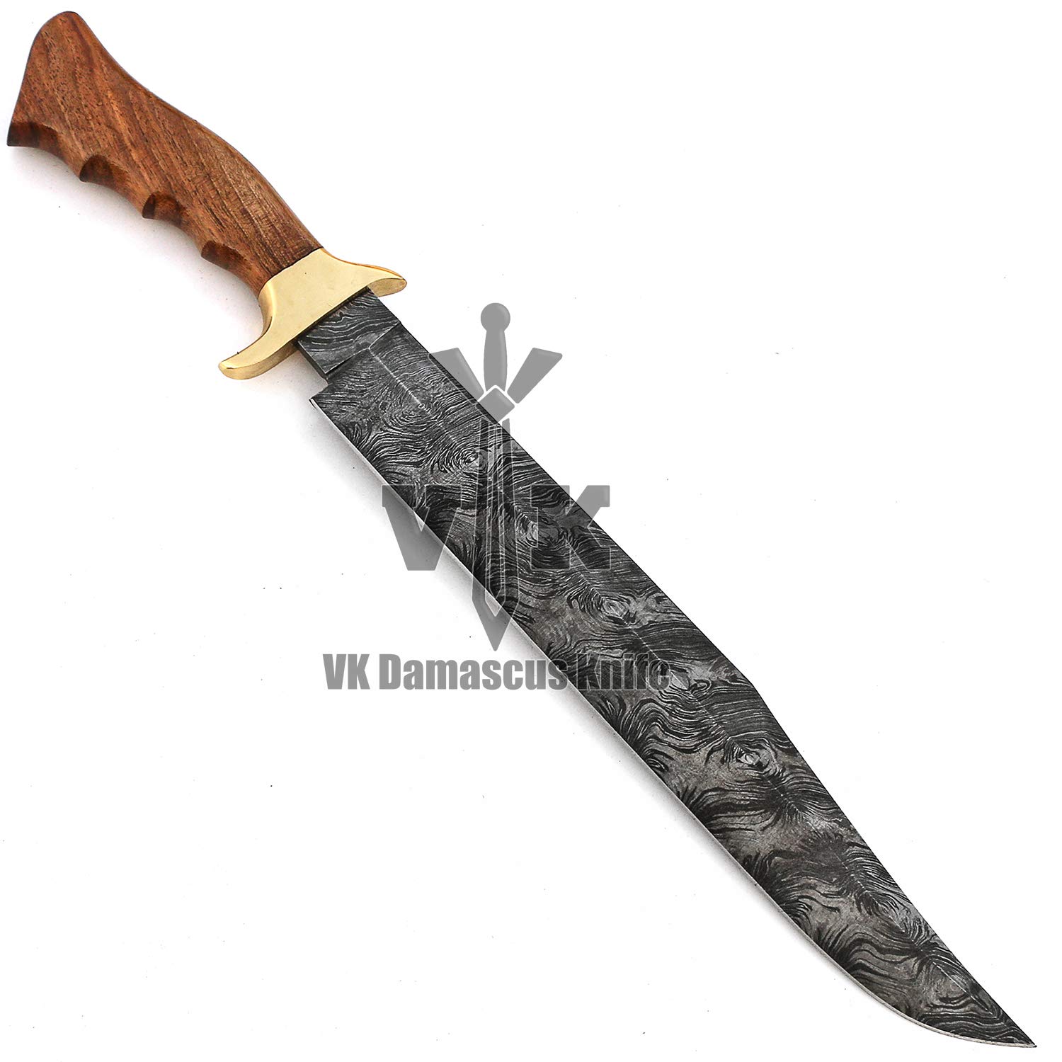 JNR Traders Damascus Steel Fixed Blade Hunting Knife with Leather Sheath - 2522