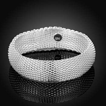 IVYRISE Bracelet 925 Sterling Silver Jewelry Sideway Big Flat Link Chain Mesh Bangle Bracelet for Women