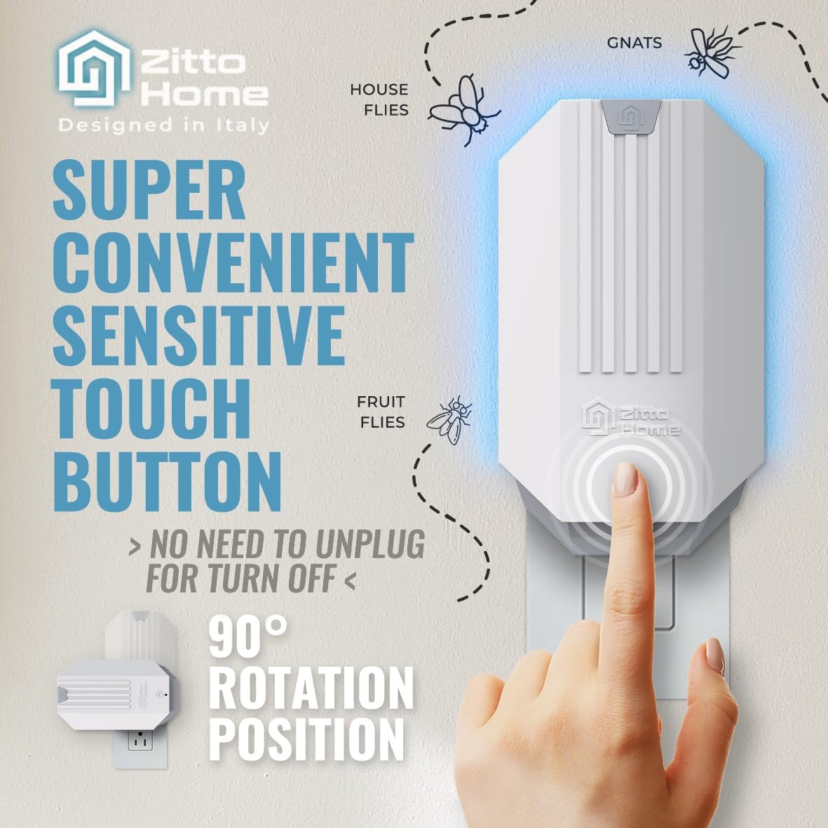 Zitto Home Fly Trap Indoor Starter Kit (1 Device & 1 Refill), Long Lasting Indoor Fly Trap for Home, Captures Flies, Moths, Fruit Flies, Gnats, Flying Insect Trap Indoor Plug in 24/7 UV Light