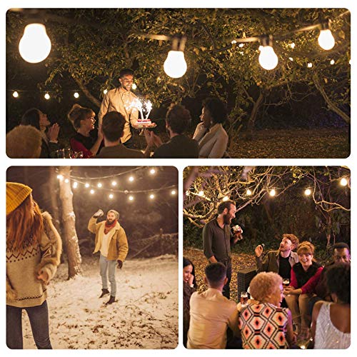 L.A. NOVA 48ft LED Outdoor String Lights with 15 ST14 Bulbs Indoor Outdoor Lights for Patio Garden Backyard Pool, 16.4ft Extension String and 2 pcs Filament