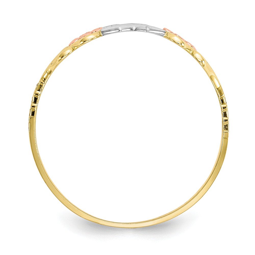 Jewels By Lux 10K Two Tone Color Gold & Rhodium Double Heart Ring