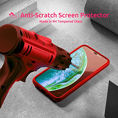 UBUNU iPhone 13 Case with Screen Protector [Built-in 9H Hard Tempered Glass], for Magsafe 360 Full Body Protection, Clear Protective iPhone 13 Phone Case Cover for Men Women 6.1 inch, Red