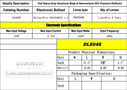 T5 HO Grow Light - 4 FT 8 Lamps - DL8048 Fluorescent Hydroponic Indoor Fixture Bloom Veg Daisy Chain