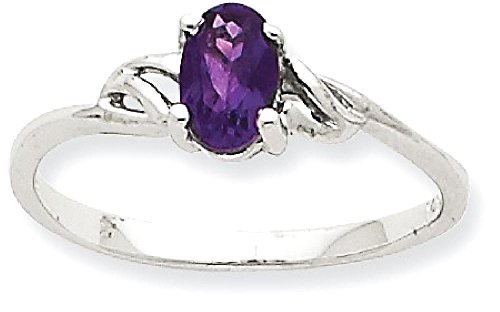 IceCarats 10K White Gold Purple Amethyst Ring Gemstone Band February Birthstone Jewelry Size 7