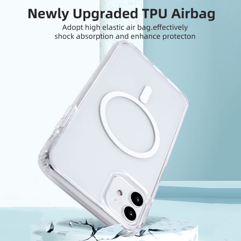 Yriklso for iPhone 11 Magnetic Case, Built in Magnets Compatible with MagSafe, Clear Hard PC Back Cover + Soft TPU Frame Slim Bumper Case for iPhone 11 (6.1"),Clear