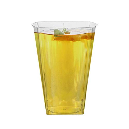 Kaya Clear Square Plastic Cups - 8 oz. (Pack of 14) - Versatile & Elegant Design, Perfect for Parties, Gatherings & Everyday Use