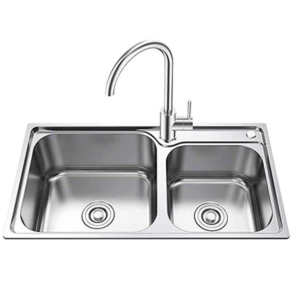 YOtat Stainless Steel Sink Sink Set, Kitchen Taichung, Undercounter Basin, Sink, Sink, Double-Bath Composite Practical Sink, Anti-Scratch Sink