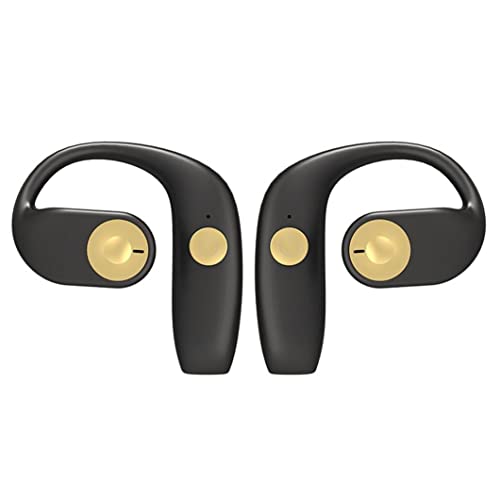 Yrmaups Wireless Bone-Conduction Headset with Earhooks Open Ear Sports Bluetooth 5.2 Earphones, Waterproof Mini Earbuds with Noise Cancelling Mic for Cycling and Driving (Black)