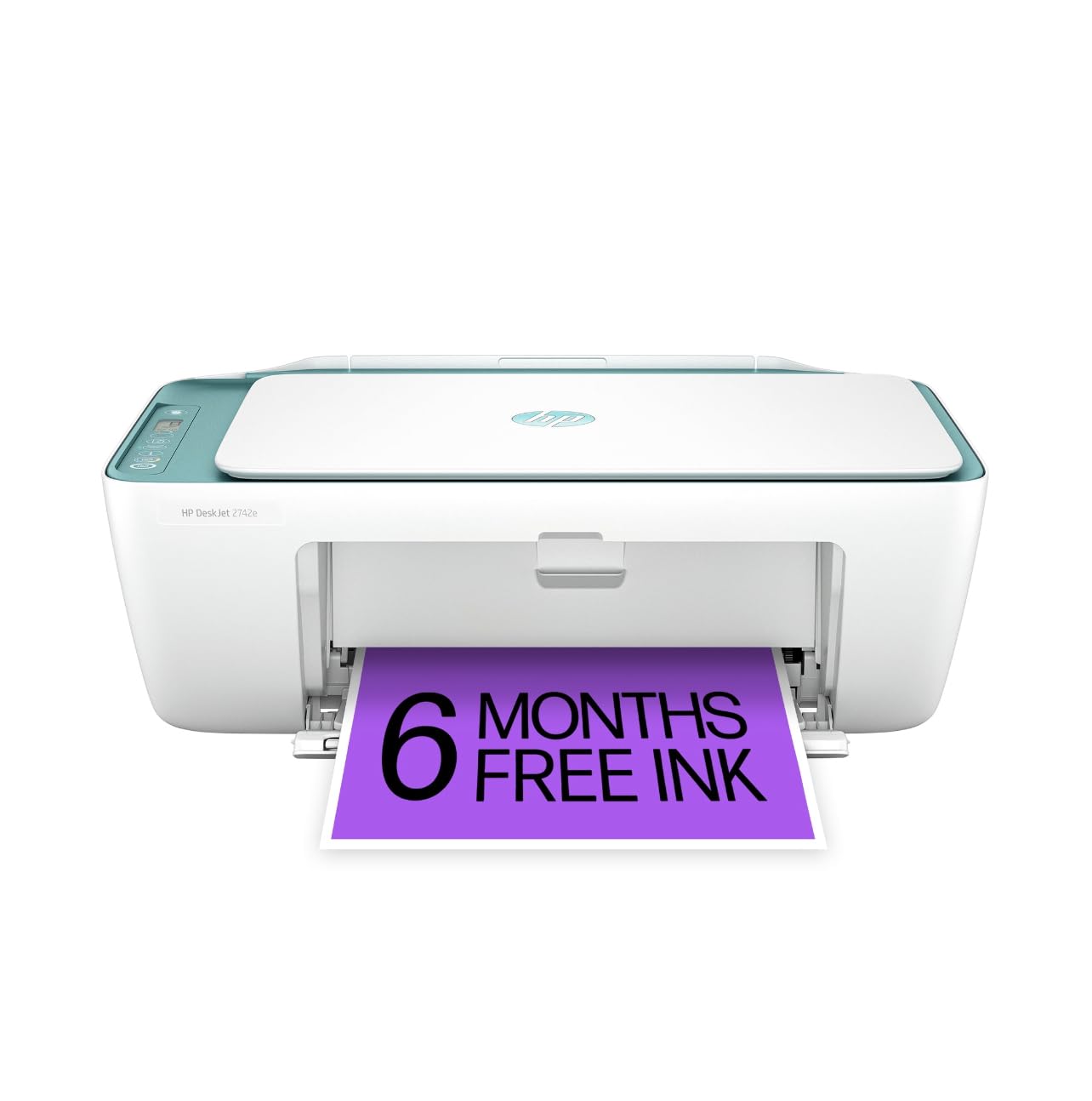 HP DeskJet 2742e All-in-One Wireless Printer Scan Copy Mobile Printing Scan to PDF, 4800 x 1200 DPI, Apple AirPrint Bluetooth USB Wi-Fi Enabled, Up to 7 ISO ppm, Icon LCD Display 7 Buttons (Renewed)