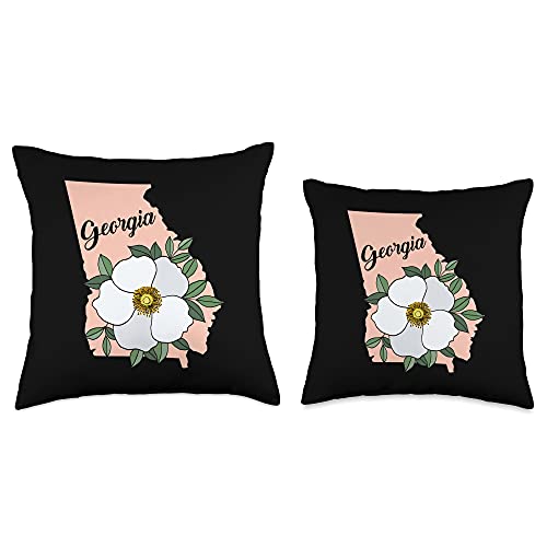 U.S. State Flowers - Georgia Georgia Flower Cherokee Rose Throw Pillow, 16x16, Multicolor