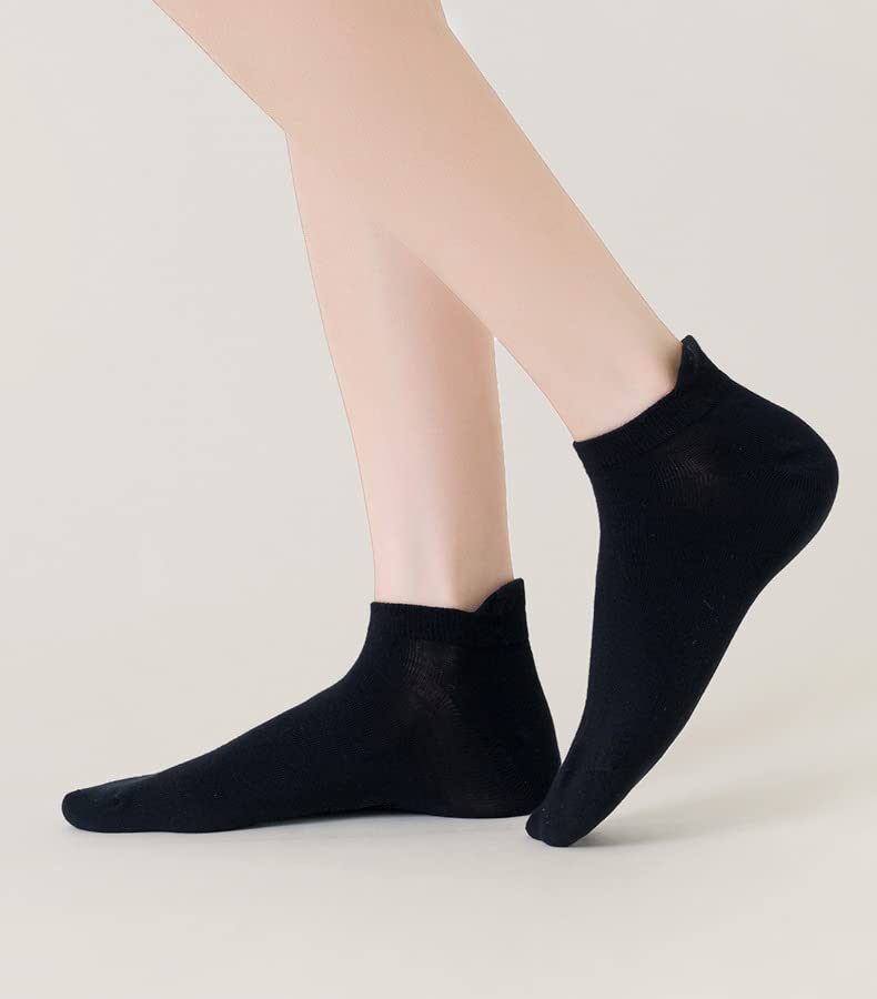 MIKCNG Womens Ankle Socks Soft Pure Cotton Low Cut Athletic Casual Mutil Color No Show Socks for Women 4 Pack Black