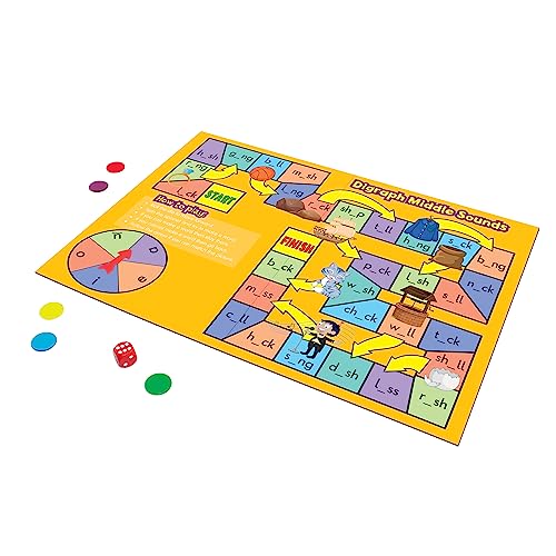 Junior Learning Phonics Board Games Set, 6 Counters, Ages 4-5, Language Skills, Pre K-K, Medium