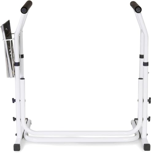 Vaunn Medical Bathroom Adjustable Height Toilet Rail Grab Bar and Commode Safety Frame Handle