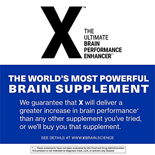 X - The Ultimate Brain Performance Enhancer β World's Most Powerful Brain Supplement Capsule - Increase Focus, Energy, Memory, Concentration, Productivity - Backed by Science - Nootropic Stack