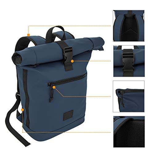 X RAY Expandable Roll Top Waterproof Trendy Backpack With Laptop Pocket, One Size, Navy
