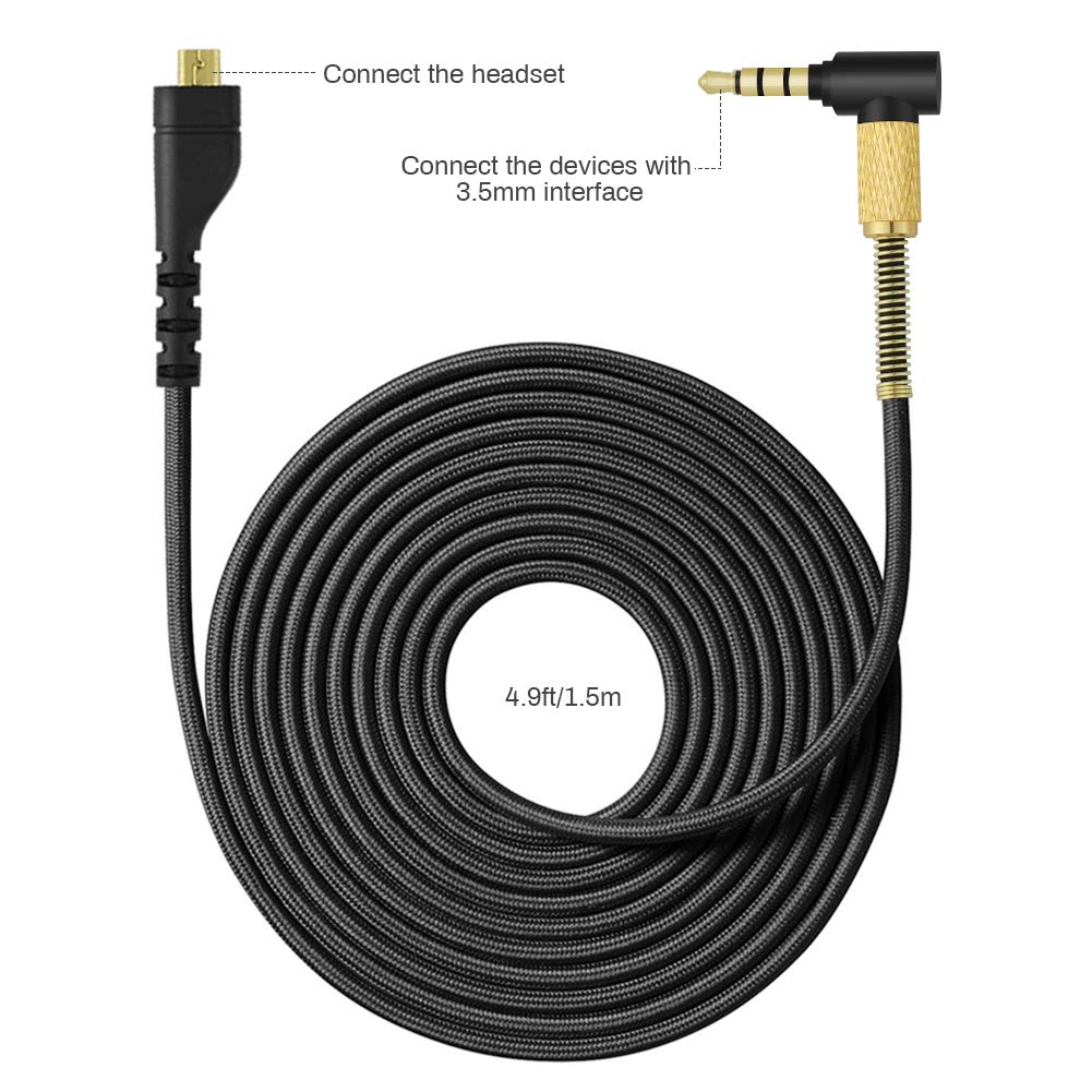 KAPON Arctis 3 Cable Replacement Audio Headset Cord Compatible with SteelSeries Arctis 7 Arctis 5 Arctis 3 Arctis Pro Wireless Gaming Headphones, Made of Flexible Nylon (4.9ft, Black)