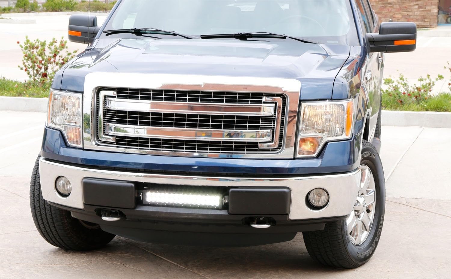 iJDMTOY Lower Grille Mount LED Light Bar Kit Compatible with 2009-14 Ford F-150 or Raptor, Includes (1) 96W High Power LED Lightbar, Lower Bumper Opening Mounting Brackets & On/Off Switch Wiring Kit