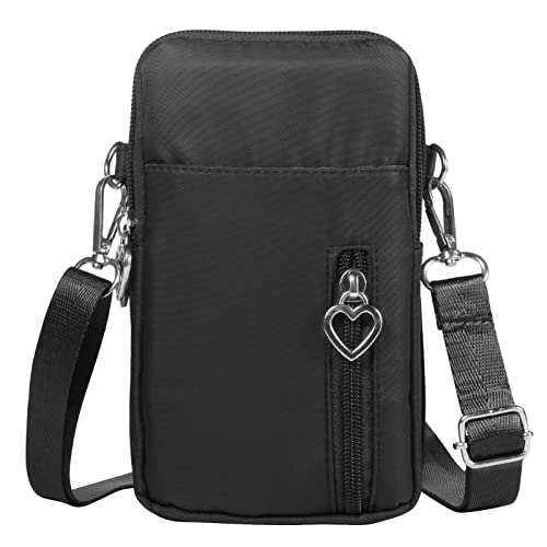 Women Cell Phone Crossboy Purse Small Shoulder Bag Wallet Pouch for Samsung Galaxy A33 A53 A03s A52s Z Fold 4 S22 Ultra S21 FE S20 FE S10 Google Pixel 6a 6 5 4a 5G OnePlus Nord N20 5G (Black)