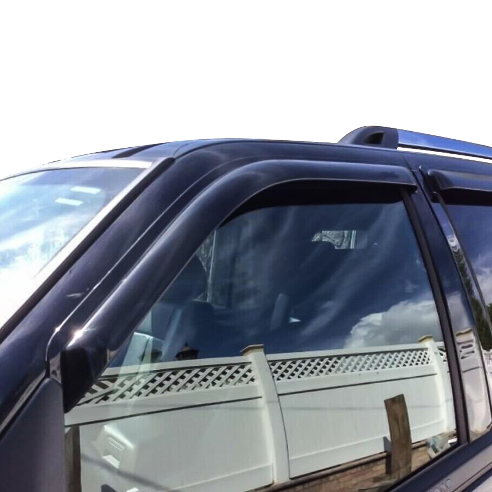 IKON MOTORSPORTS Tape On External Window Visor, Compatible with 1997-2017 Ford Expedition 1998-2017 Lincoln Navigator, Acrylic Smoke Tinted 4PCS Sun Rain Shade Guard Wind Vent Air Deflector