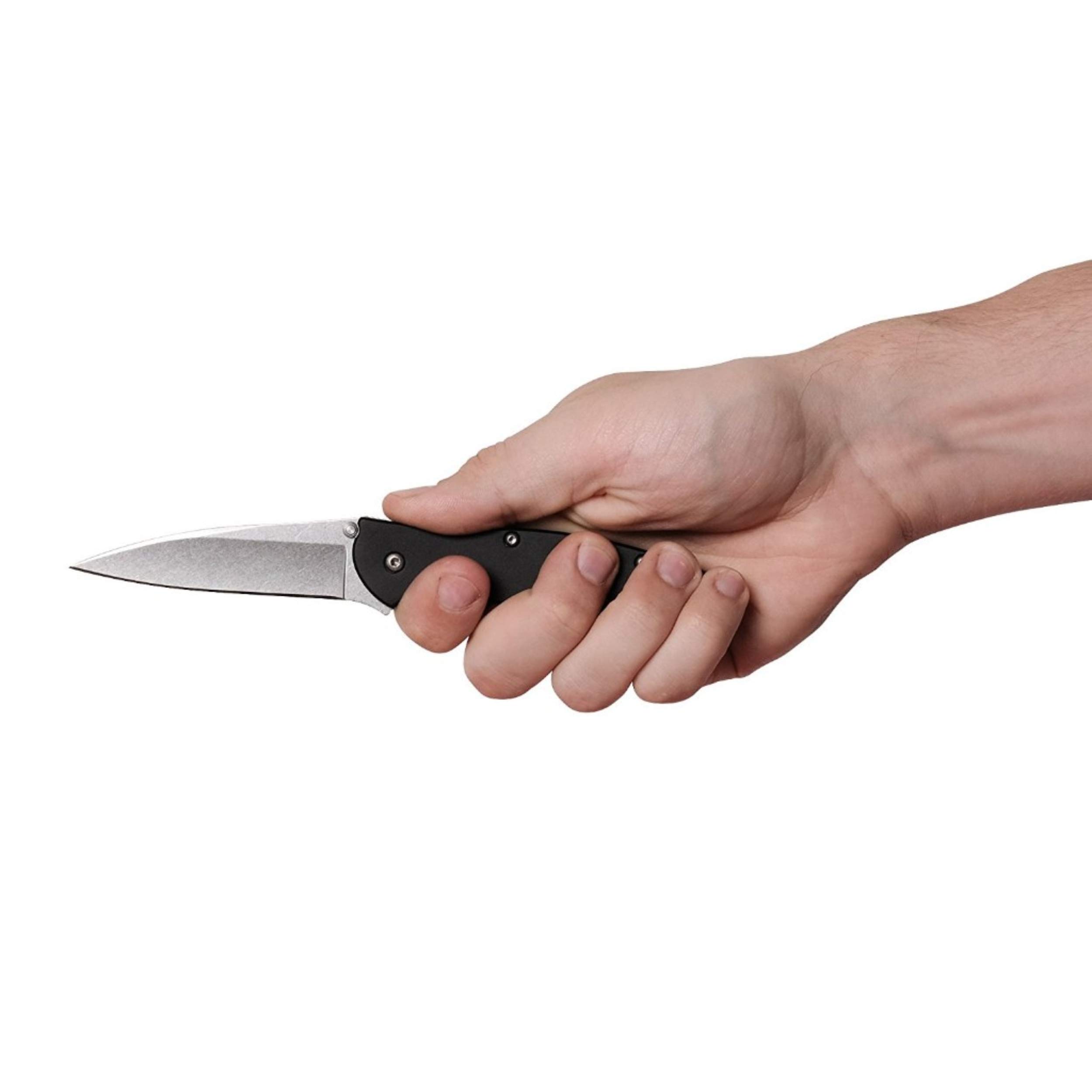 Personalized Engraving on Kershaw Leek 1660SWBLK Pocket Knife, Stonewashed Blade, SpeedSafe