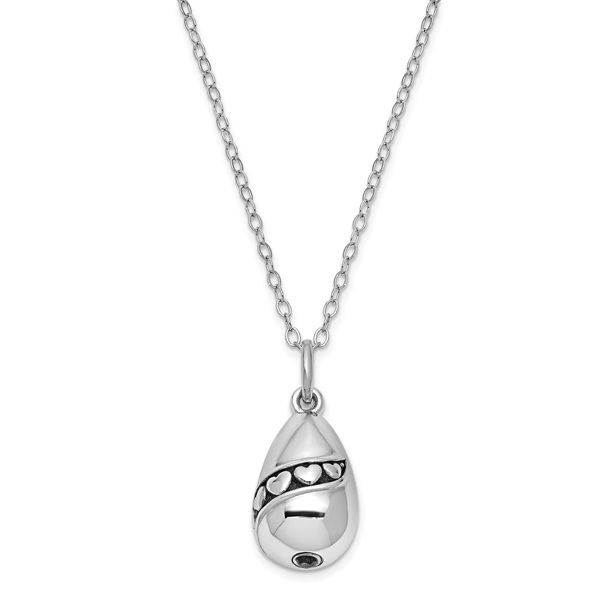 IceCarats 925 Sterling Silver Vintage Tear of Love Ash Holder 18 inch Chain Urn Necklace for Ashes Cremation Jewelry