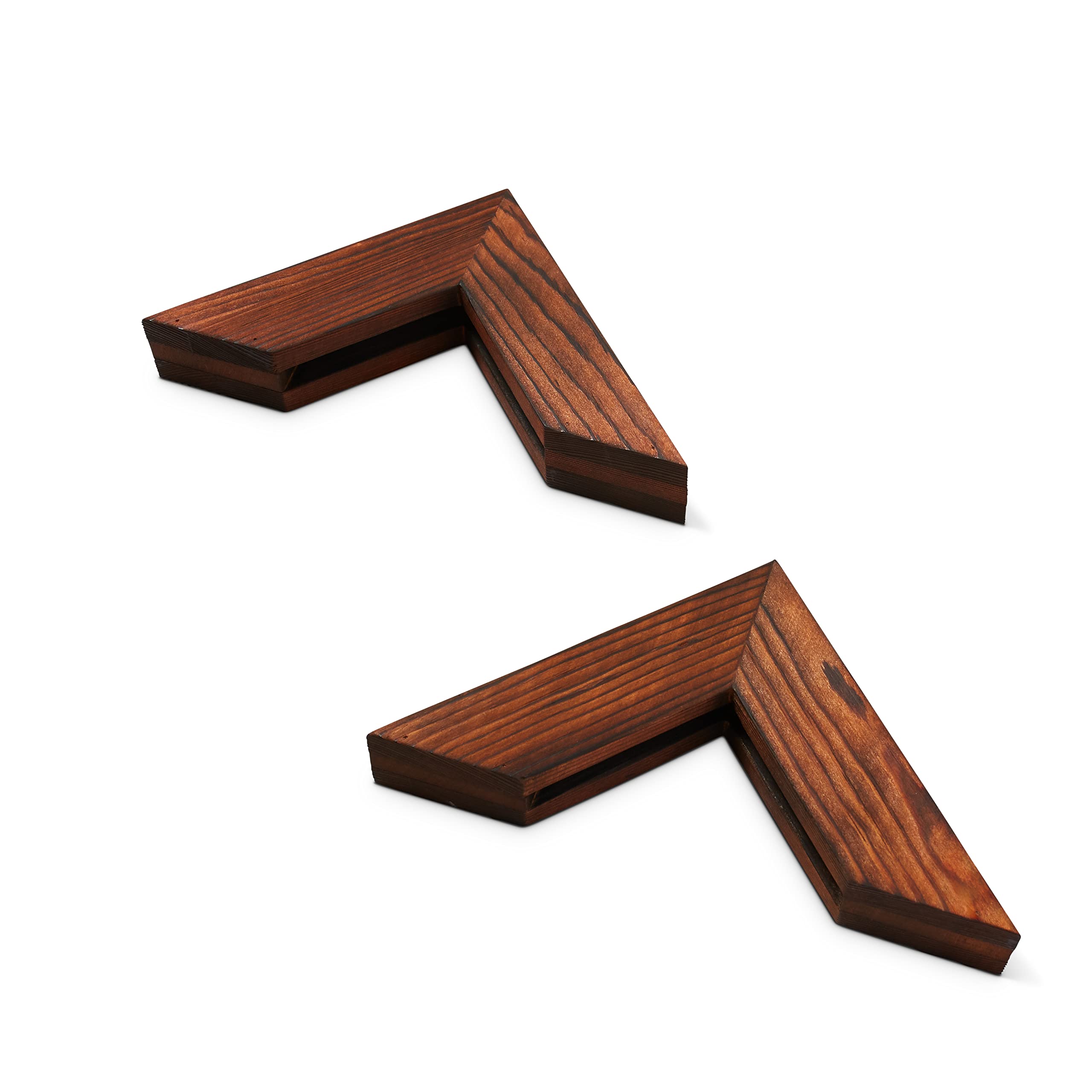 MODERN VINYL Wooden Triangle Wall Mount Set of 2 - Vinyl Record Holder Display - LP Record Vinyl Display - Pine Wood (Brown)