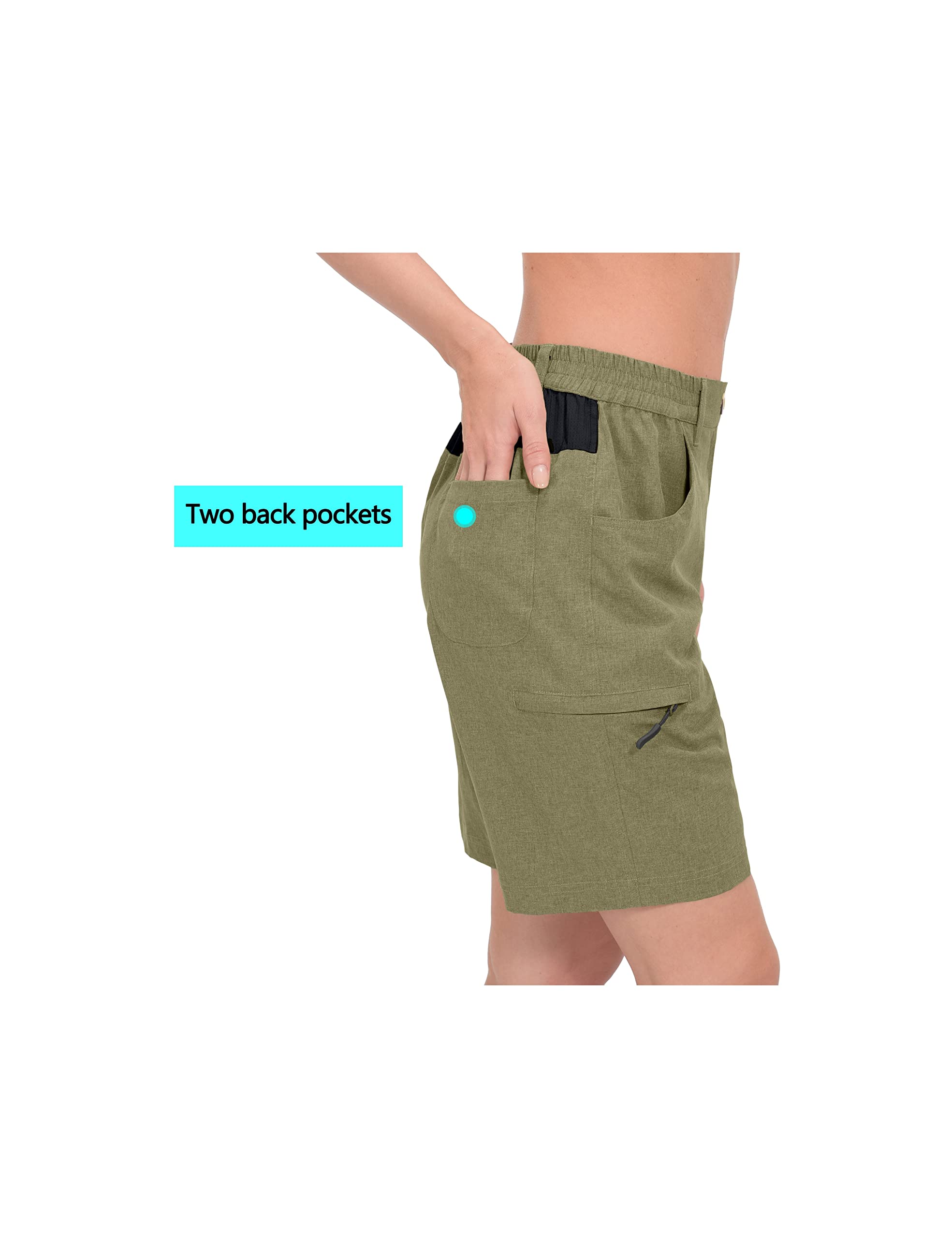 Little Donkey Andy Women's 9 Inches Inseam Quick Dry Stretch Shorts for Hiking Golf Travel Geen Olive M