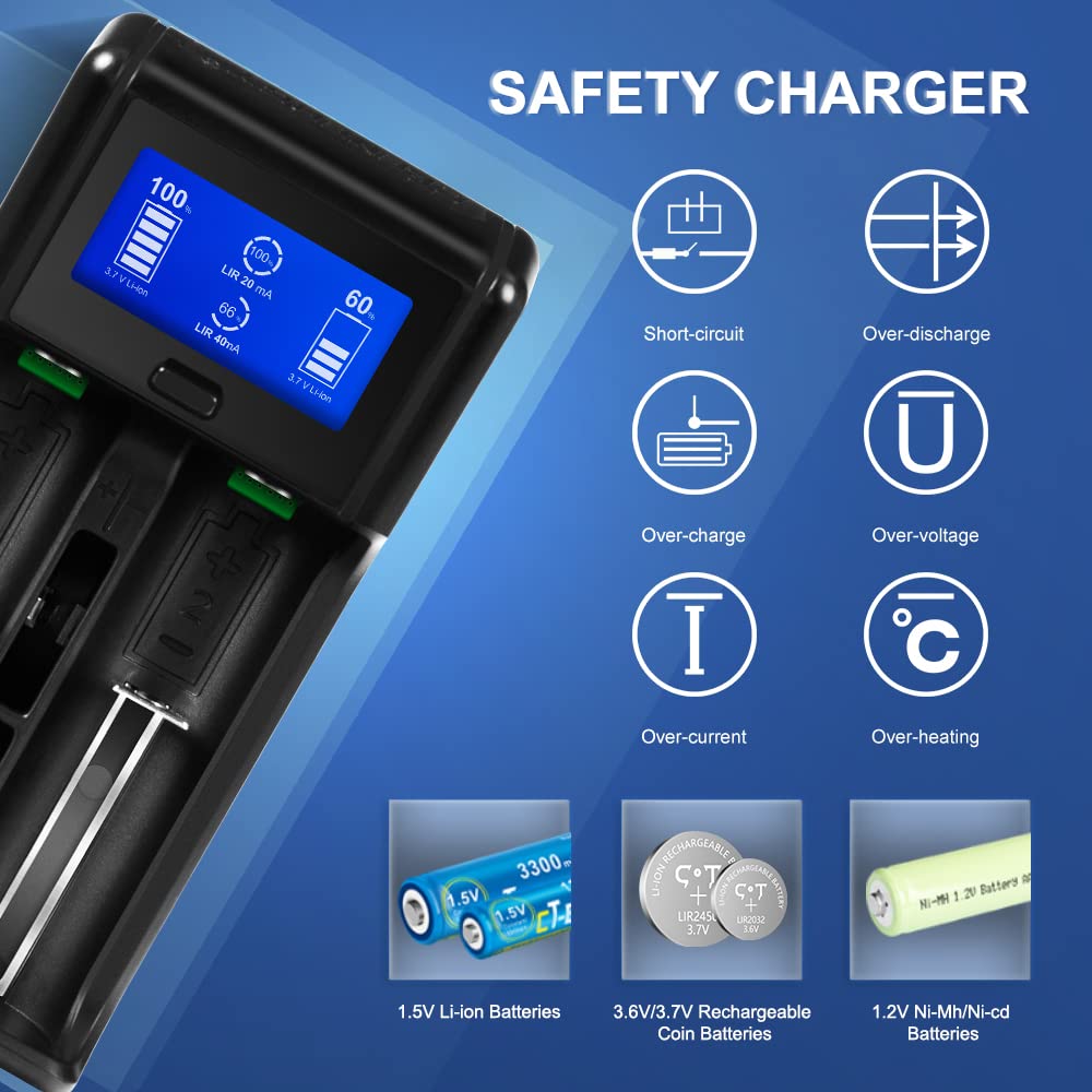 Rechargeable 2032 Battery Charger Set Include LIR2032 Lithiuim 1.5V AA AAA High Capacity Smart Universal Charging (Total 7 Pcs)…