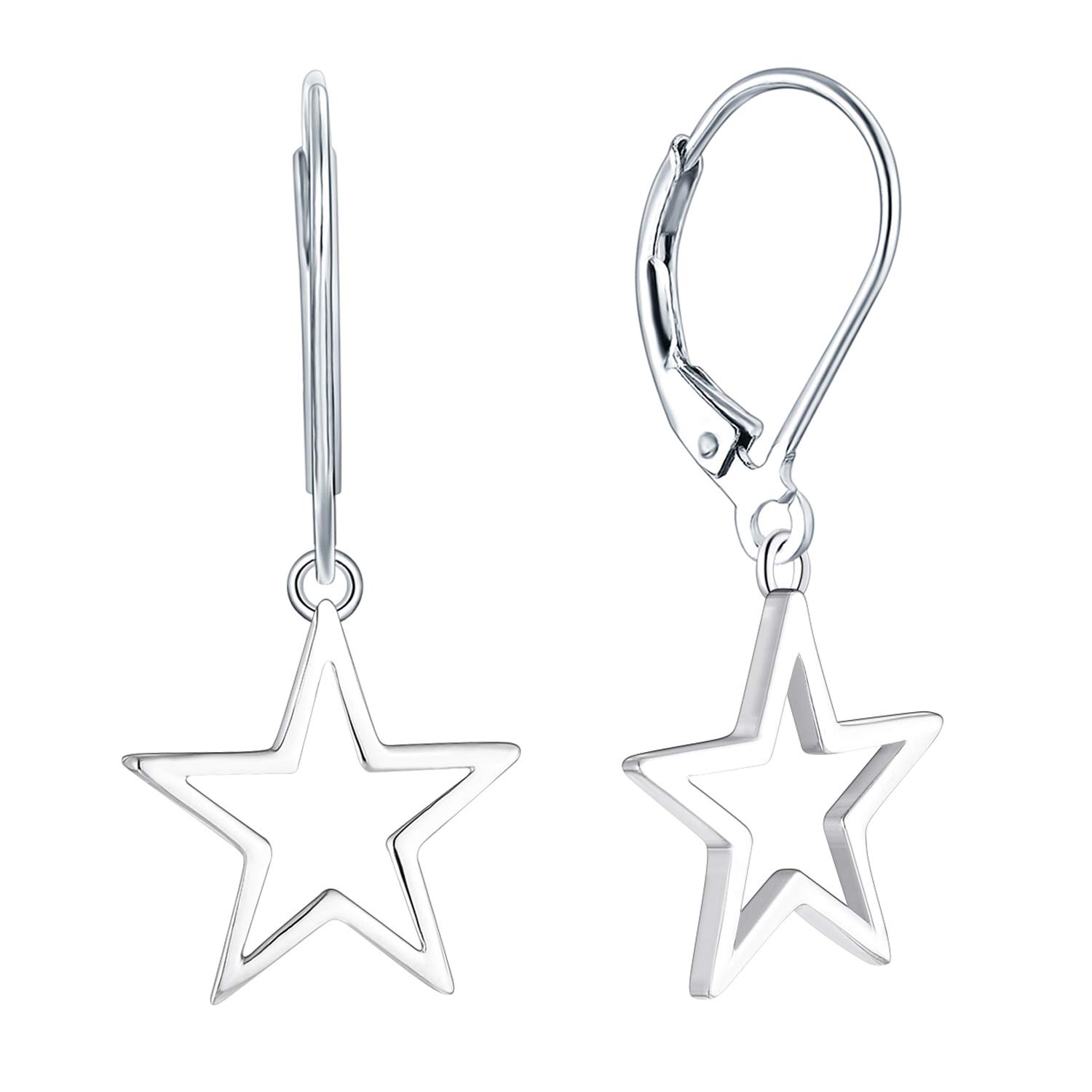 JO WISDOM Women Star Earrings,925 Sterling Silver Leverback Dangle & Drop Earrings