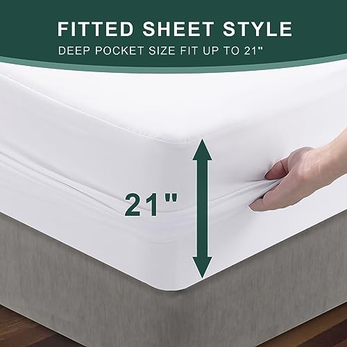 Waterproof Mattress Protector Cal King Size - Breathable Fitted Water Proof Washable California King Bed Mattress Cover Deep Pocket 6-16in