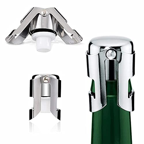 Nanmate 3 Pack Champagne Sealer Stopper Stainless Steel Sparkling Wine Bottle Sealer Set,Prosecco, Cava, and Sparkling Wine Stopper