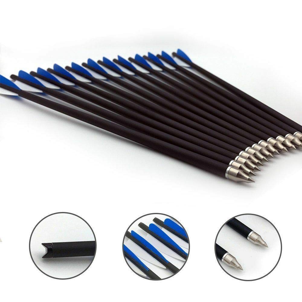 Jocoo 20" Carbon Crossbow Bolts Hunting Archery 20 Inch Arrows with 4" vanes and Replaced Arrowhead/Tip (12 Pack)