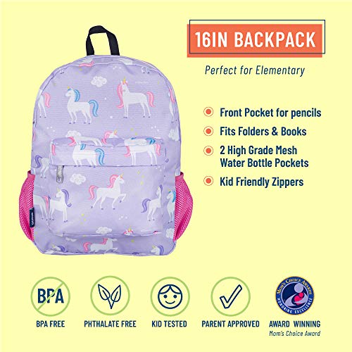 Wildkin Kids 16 Inch Backpack and Umbrella Bundle for On-The-Go Comfort (Unicorn)