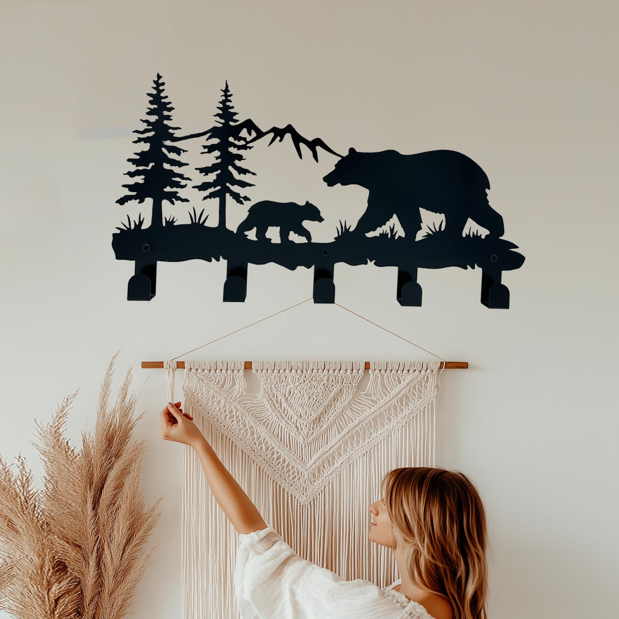 ZORISE Metal Bear Coat Hooks - Animal Theme Wall Art Decor and Key Holder, Hangers for Clothes, Hat, and Backpack, Home Storage Decor for Entryway, Hallway, Office, Kitchen, and Living Room