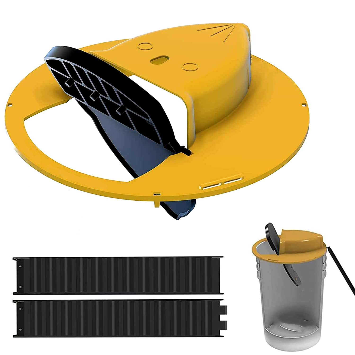 Mouse Rat Trap Bucket Turnover and Slide Barrel Bucket Lid Mouse Rat Trap for Indoor Outdoor Mouse Rat Traps Compatible 5 Gallon Bucket(Without Barrel) (Yellow Mouse Trap 1pc)