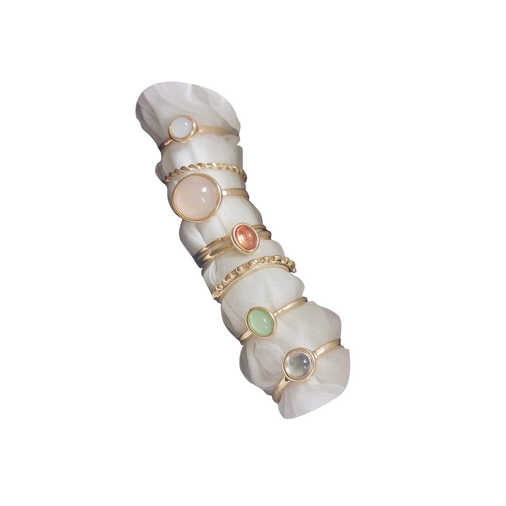 ItsStarred 8pcs Gold Stone Knuckle Ring Set for Women Vintage Stackable Midi Finger Rings Set
