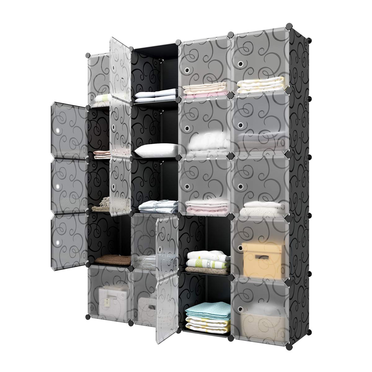 KOUSI Large Cube Storage -14"x18" Depth Cube (25 Cubes) Cube Organizer Cube Storage Shelves Cubby Organizing Closet Storage Organizer Cabinet Shelving Bookshelf Toy Organizer, White