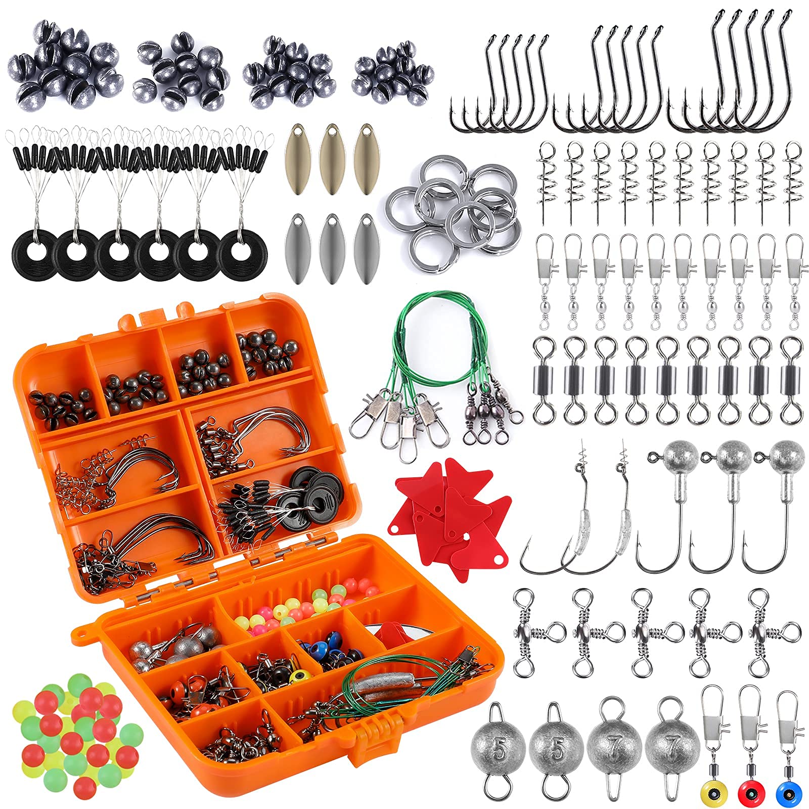 PLUSINNO Telescopic Fishing Rod and Reel, 212pcs Fishing Tackle Kit with Tackle Box